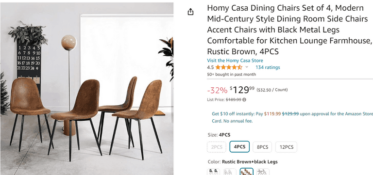 Homy Casa Dining Chairs Set , Like New/Open Box - Rio Grande Trade