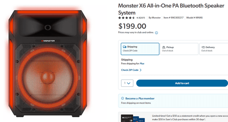 Monster X6 All-in-One PA Bluetooth Speaker System , Like New/Open Box ...