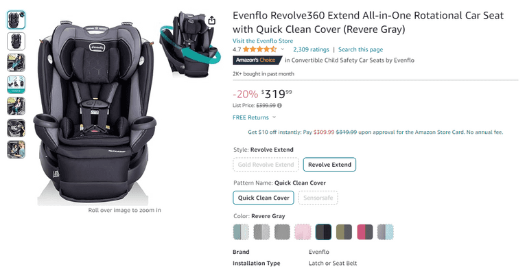 Evenflo Revolve360 Extend All-in-One Rotational Car Seat , Like New ...