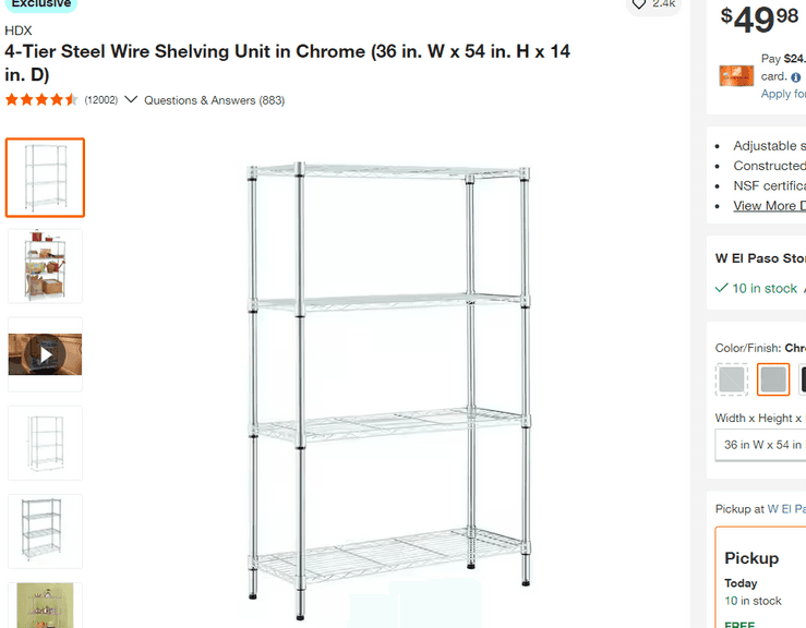 4-Tier Steel Wire Shelving Unit - Rio Grande Trade