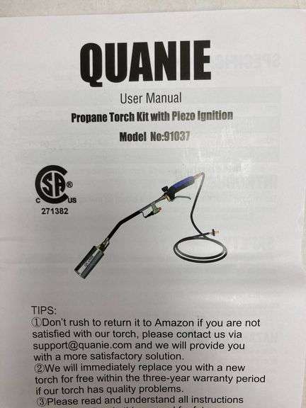 Quanie Propane Torch Kit W/ Piezo Ignition , Visually Good Condition ...
