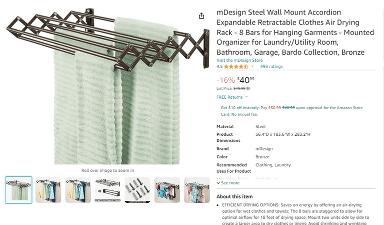 Wall Mount Accordion Drying rack , Like New/Open Box - Rio Grande Trade