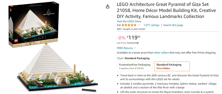 LEGO Architecture Great Pyramid of Giza, 21058 , Like New/Open Box ...