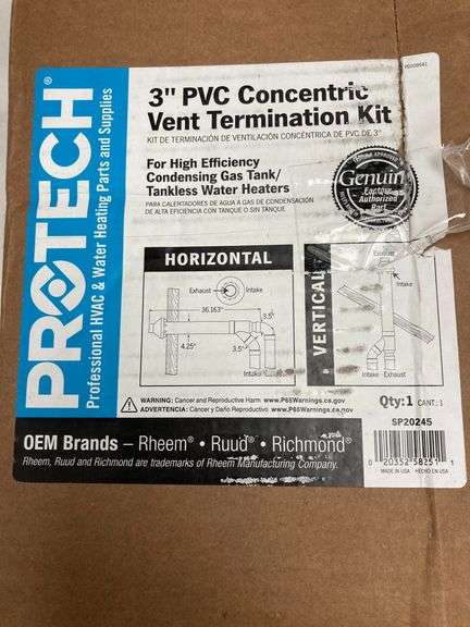 Protech PVC Concentric Vent Termination Kit, 3" , Visually Good Condition - Rio Grande Trade