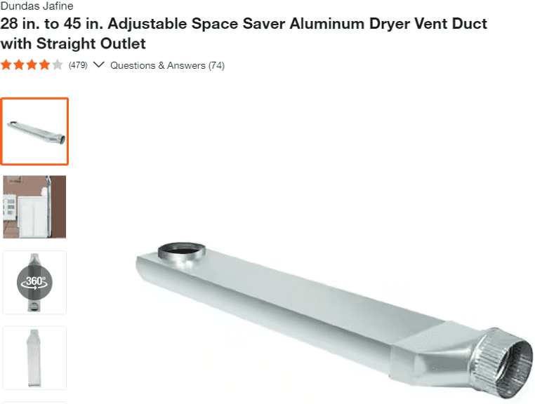 Dundas Jafine Adjustable Space Saver Aluminum Dryer Vent Duct ...