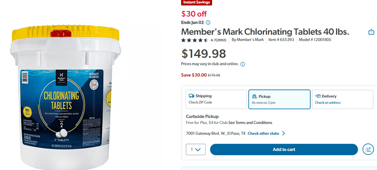 Member's Mark Chlorinating Tablets , New/Sealed - Rio Grande Trade