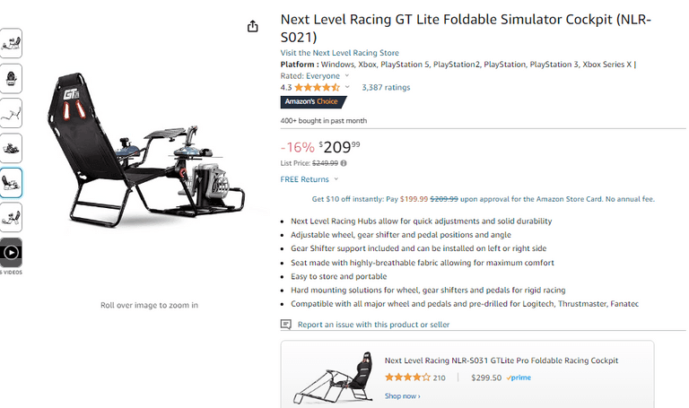 Next Level Racing GT Lite Foldable Simulator Cockpit , New/Sealed - Rio ...