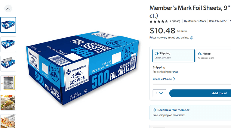 Member's Mark Foil Sheets, 9" x 10.75", Set , Like New/Open Box - Rio ...