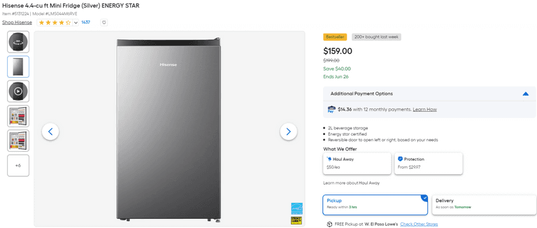Hisense Mini Fridge, LMS044M6RVE , Like New/Open Box - Rio Grande Trade