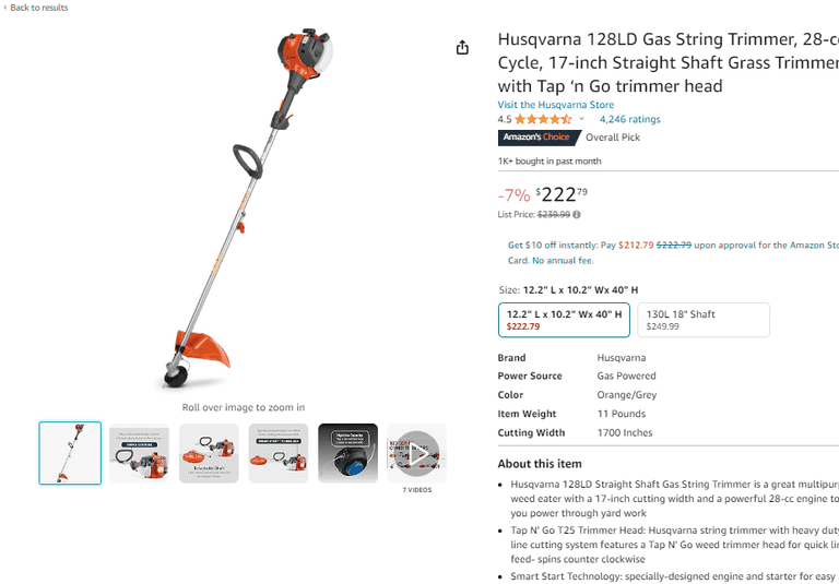 Husqvarna 128LD Gas String Trimmer , Visually Used - Rio Grande Trade