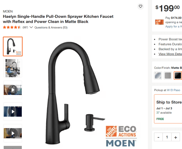 Single-Handle Pull-Down Sprayer Kitchen Faucet , Like New/Open Box ...