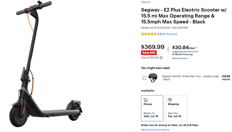 Segway E2 Plus Electric Scooter , New/Sealed - Rio Grande Trade