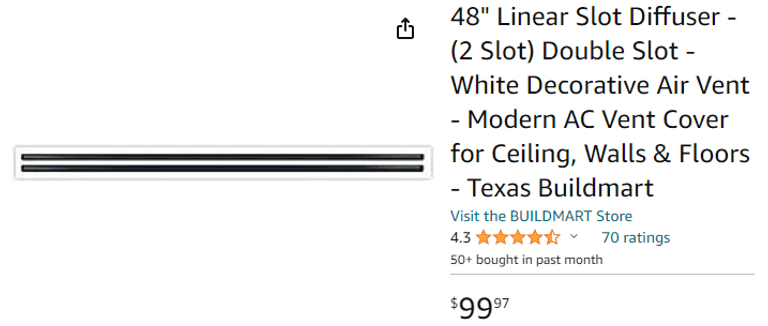 48" Linear 2-Slot Diffuser 3/4 Gap Modern AC Vent Cover , Visually Good ...