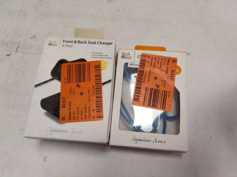 TECH & GO Front & Back Seat Car Charger & Cable For Lighting Bundle ...