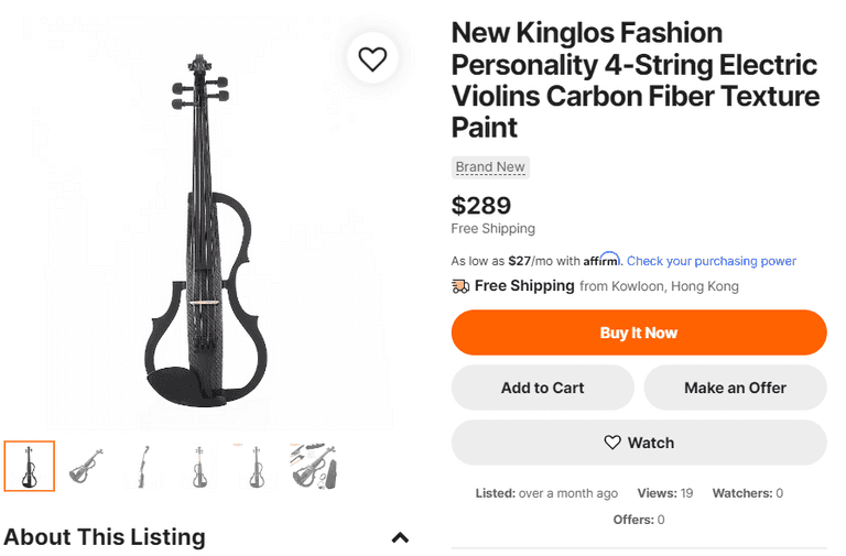Kinglos Fashion Personality 4-String Electric Violins Carbon , Contains Defect - Rio Grande Trade