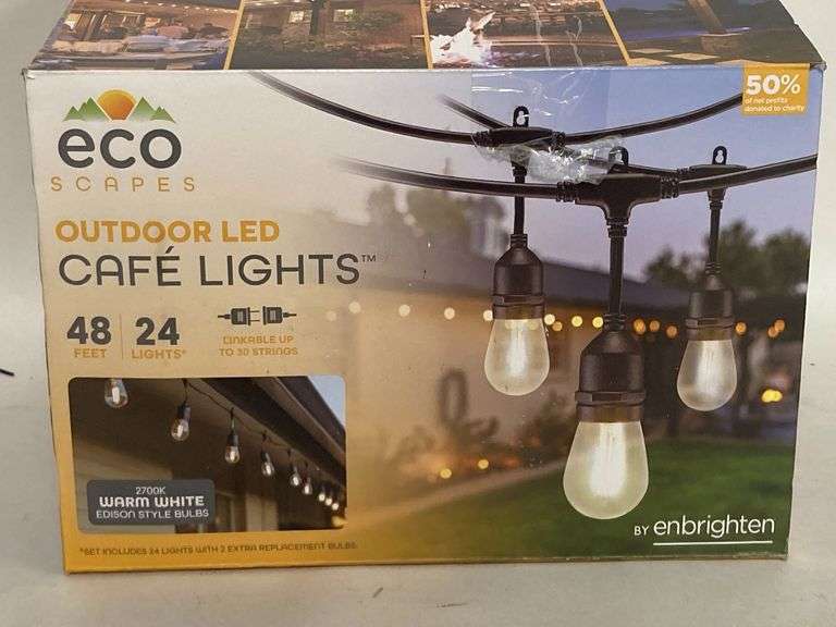 Eco Scapes Outdoor LED Cafe Lights , Turns On - Rio Grande Trade