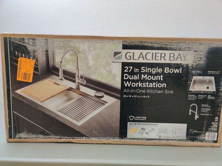 Glacier Bay Single Bowl Dual Mount Workstation All-In-One Kitchen Sink ...
