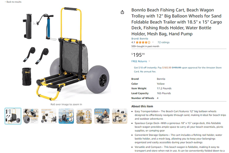 Bonnlo Beach Fishing Cart Wagon , Like New/Open Box - Rio Grande Trade