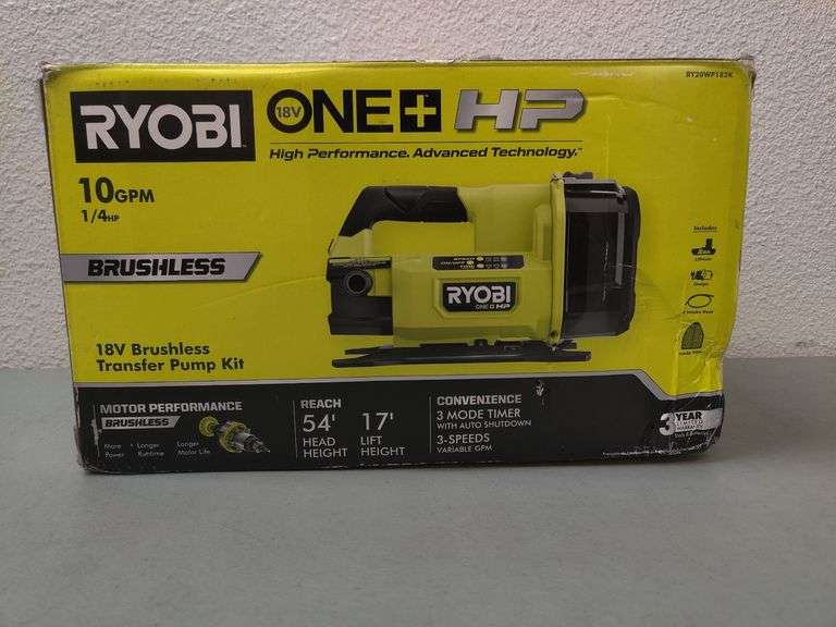 RYOBI ONE HP 18V Brushless Transfer Pump Kit , Turns On - Rio Grande Trade