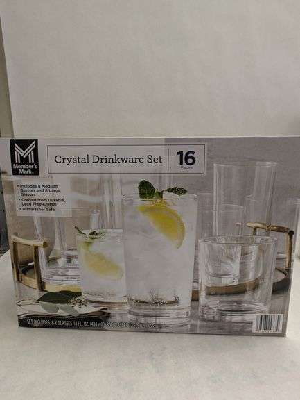 Member's Mark Crystal Drinkware Set , New/Sealed - Rio Grande Trade