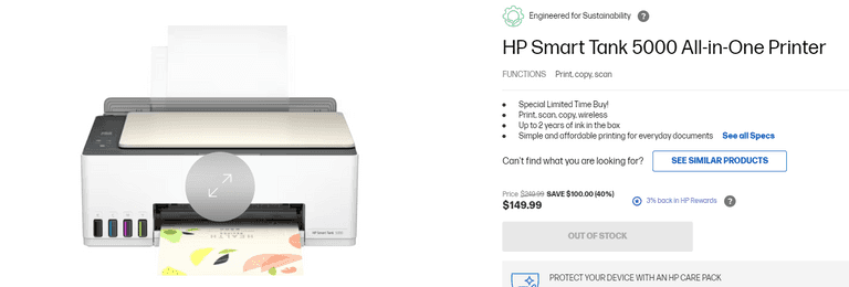 HP Smart Tank 5000 All-in-One Printer , Visually Good Condition - Rio ...