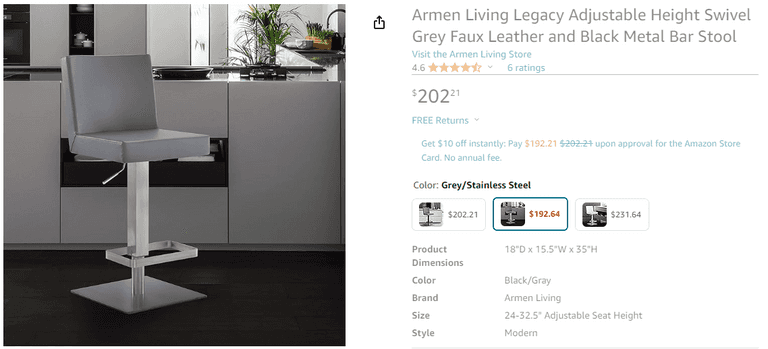 Armen Living Legacy Swivel Bar Stool , Visually Good Condition - Rio Grande Trade