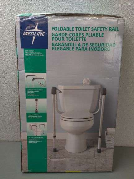 MEDLINE Foldable Toilet Safety Rail , Visually Good Condition - Rio Grande Trade