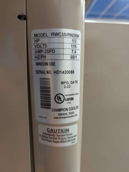 Champion Cooler RWC35 , Employee Tested - Rio Grande Trade