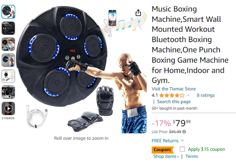 Wall Mounted Workout Bluetooth Musical Boxing Machine , Employee Tested ...