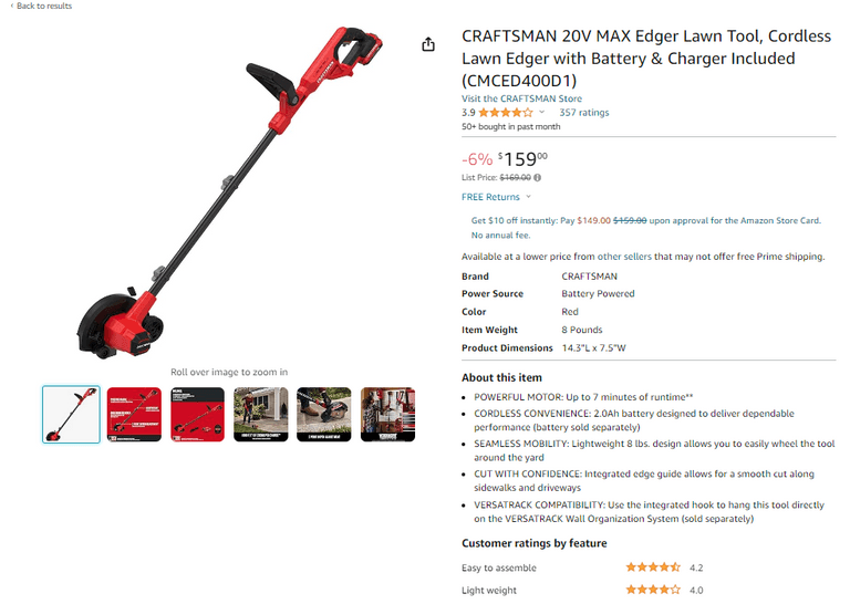 CRAFTSMAN 20V MAX Edger Lawn Tool , Like New/Open Box - Rio Grande Trade