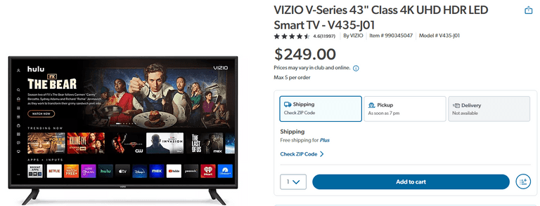 VIZIO 43" 4K UHD HDR LED Smart TV, V435-J01 , Like New/Open Box - Rio ...