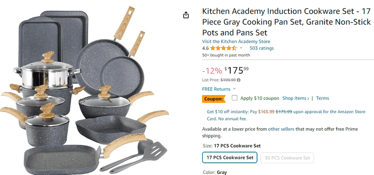 Kitchen Academy Induction Cookware Set , Untested/Uninspected - Rio ...