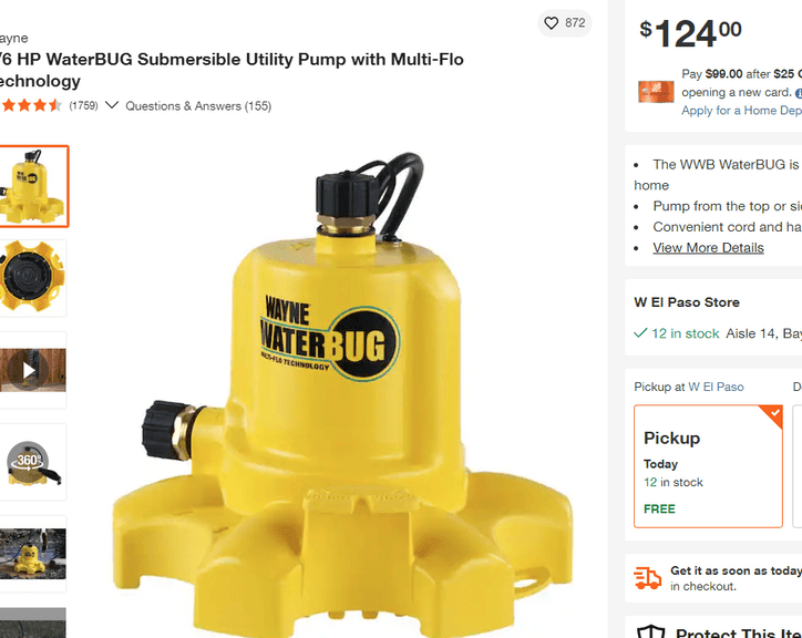 WaterBUG Submersible Utility Pump , Visually Used - Rio Grande Trade