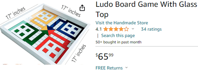 Ludo Board Game W/ Glass Top , Like New/Open Box - Rio Grande Trade
