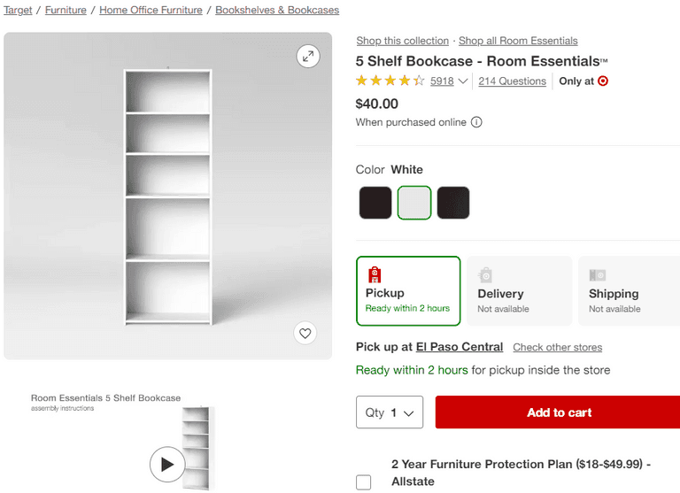 Room Essentials 5 Shelf Bookcase , Like New/Open Box - Rio Grande Trade