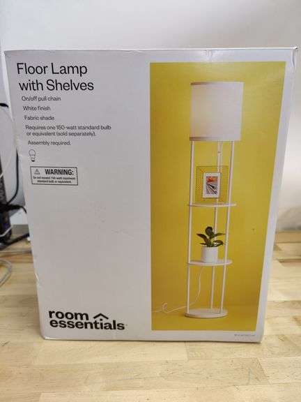 ROOM ESSENTIAL Floor Lamp w/ Shelves , Like New/Open Box - Rio Grande Trade