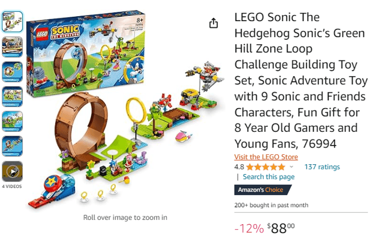 LEGO Sonic The Hedgehog Sonic’s Green Hill Zone Loop Challenge , Like ...