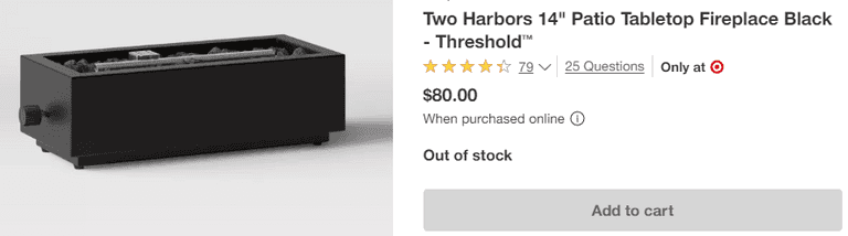 Threshold Outdoor Gas Tabletop Fire Pit , Like New/Open Box - Rio ...