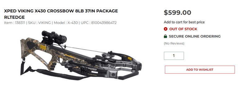 Xpedition Crossbows Viking X-430 , Like New/Open Box - Rio Grande Trade
