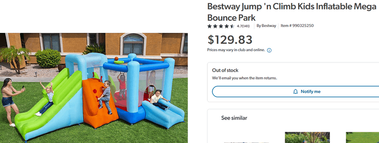 Bestway Jump 'n Climb Kids Inflatable Mega Bounce Park w/Blower ...