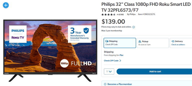 Philips 32" 1080p FHD Roku Smart LED TV, 32PFL6573/F7 , Visually Good ...