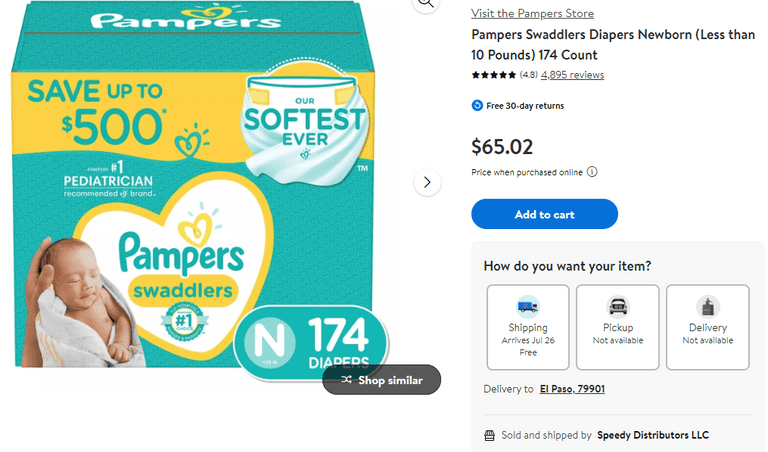 Pampers Swaddlers Diapers Newborn , Like New/Open Box - Rio Grande Trade