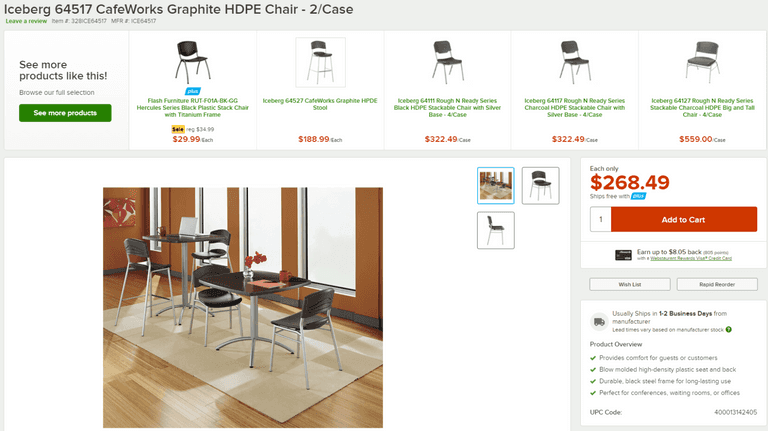 Iceberg CafeWorks Graphite Chair , Visually Good Condition - Rio Grande ...