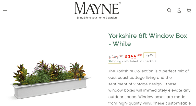Mayne 6ft Window Box , Visually Good Condition - Rio Grande Trade