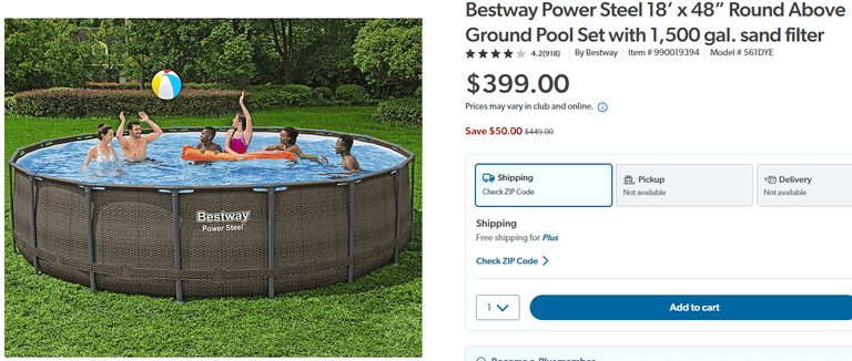 Bestway Power Steel 18’ x 48” Above Ground Pool Set , Like New/Open Box ...
