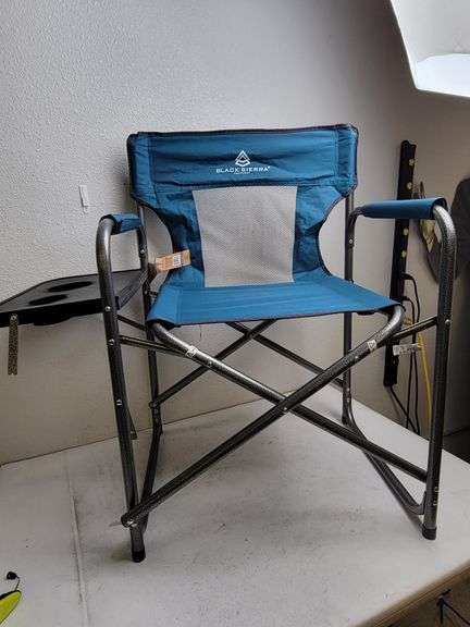 Black Sierra Mesh Director's Chair w/ Side Table , Contains Defect ...