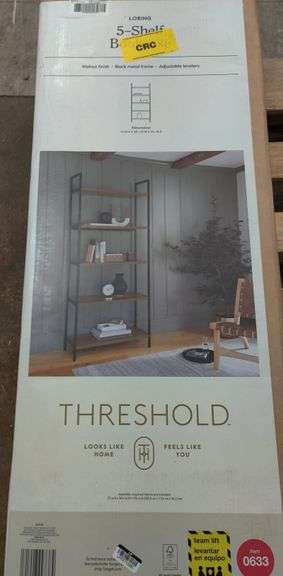 Threshold Loring 5-Shelf Bookcase , Like New/Open Box - Rio Grande Trade