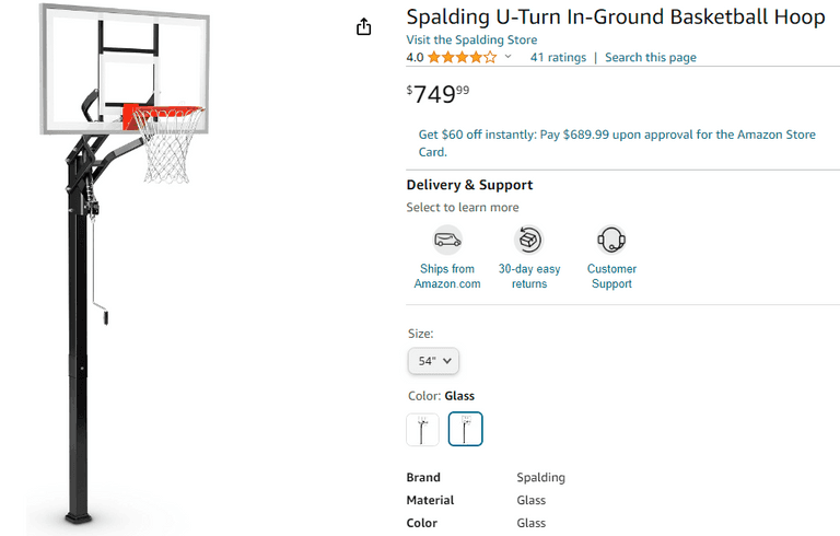 Spalding U-Turn In-Ground Basketball Hoop System, No Hoop , Visually ...