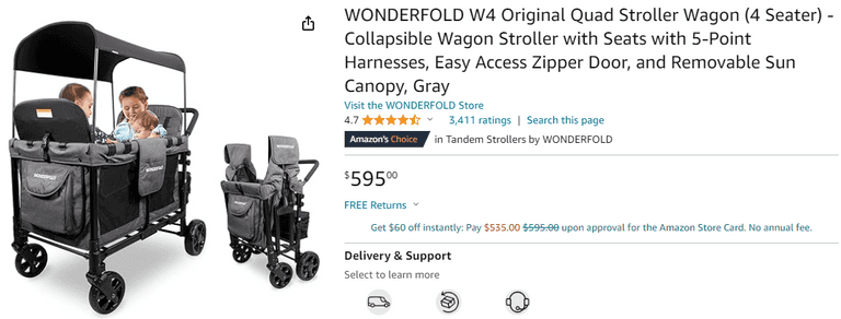 WONDERFOLD W4 OG Quad Wagon, Missing Wheel , Contains Defect - Rio ...