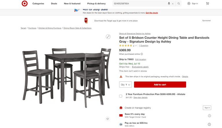 Ashley Set of Bridson Counter Height Dining Table & Barstools ...